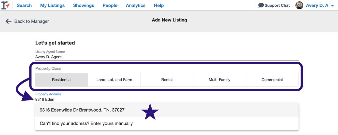 My Listings: Add a Listing