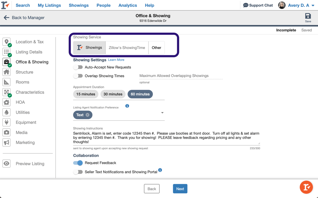 My Listings: Add a Listing