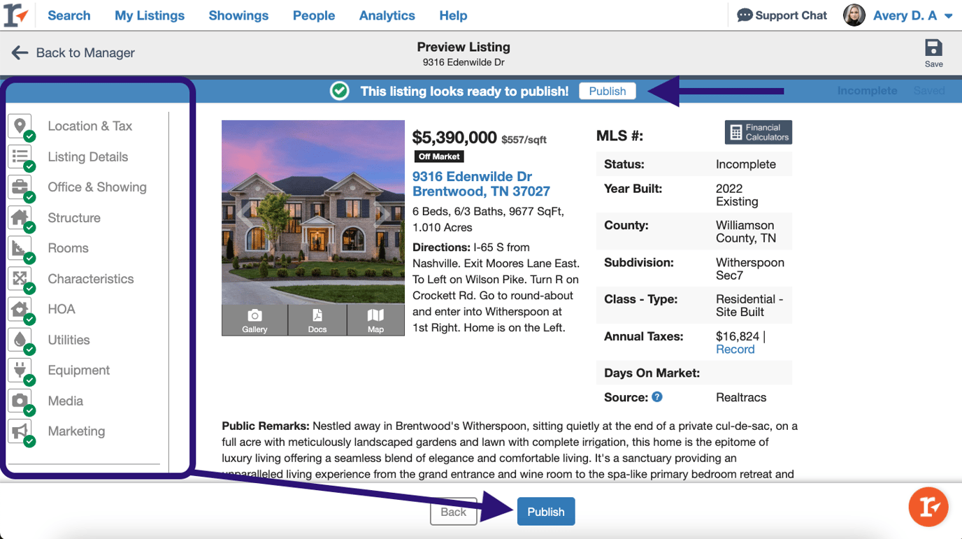 My Listings: Add a Listing