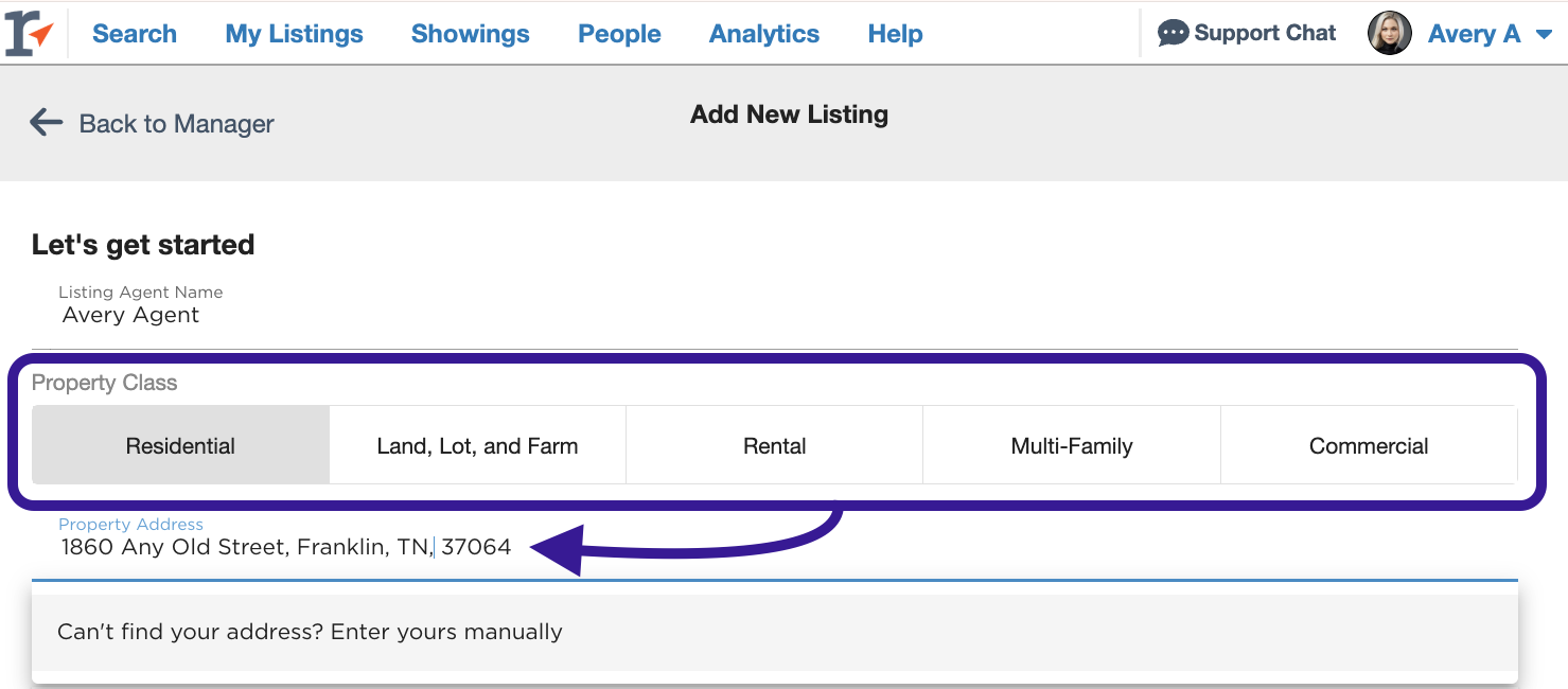 My Listings: Add a Listing