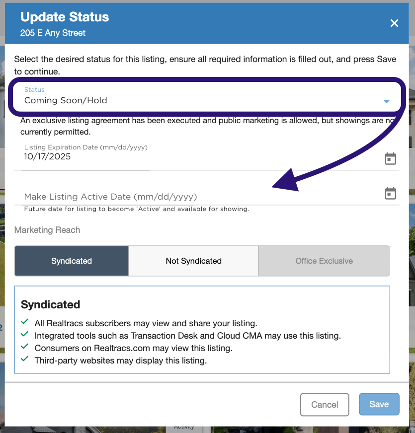 My Listings: Change Listing Status
