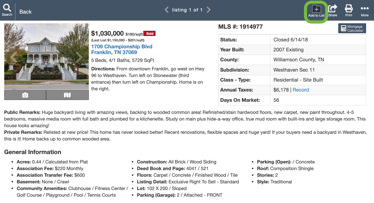 CMA: Realtracs Simple CMA