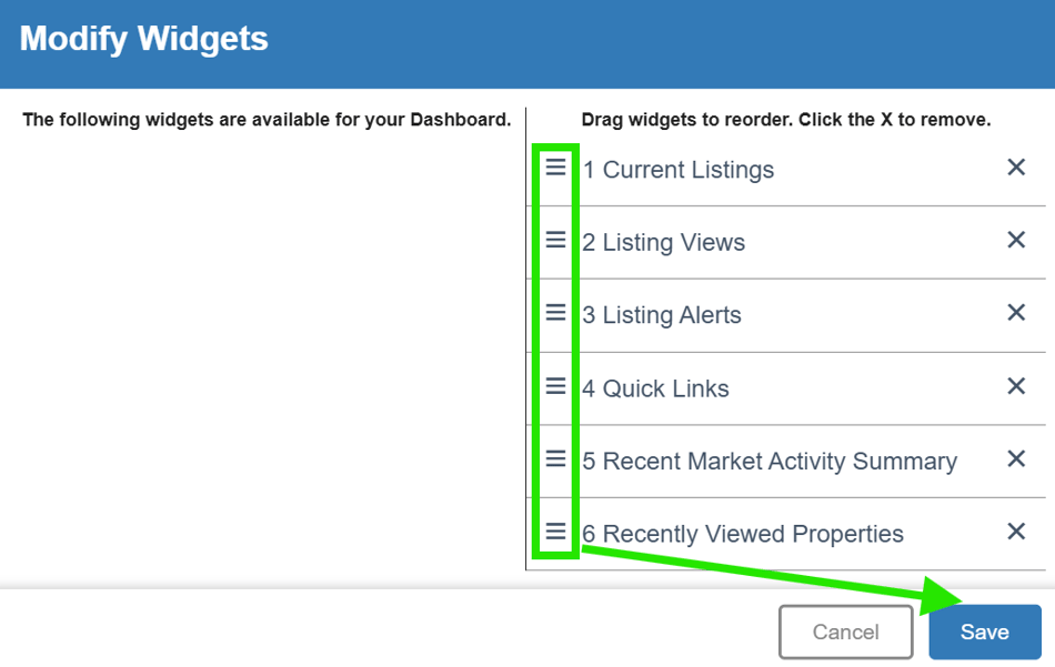 Settings: Dashboard Widgets