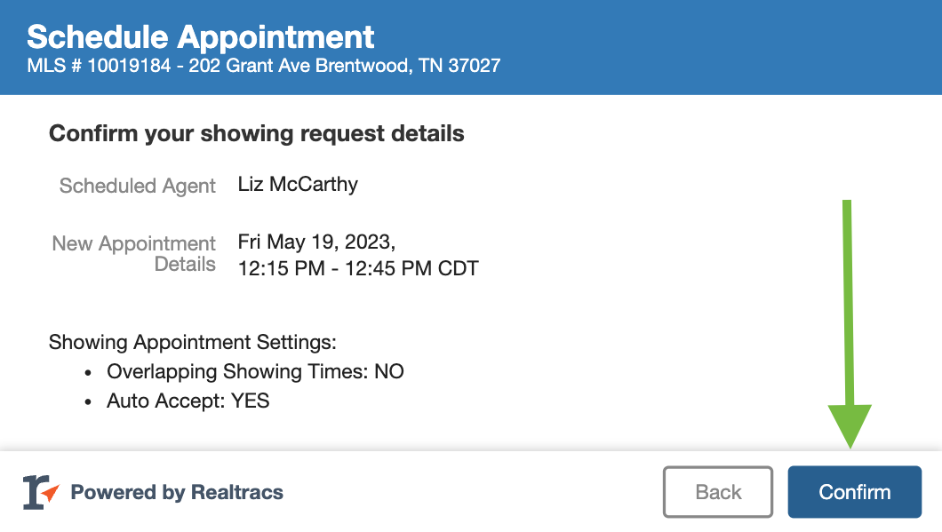 My Showings: Realtracs Showings Buyer's Agent