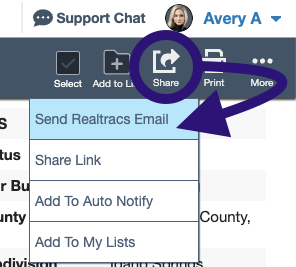 Settings: My Realtracs Email