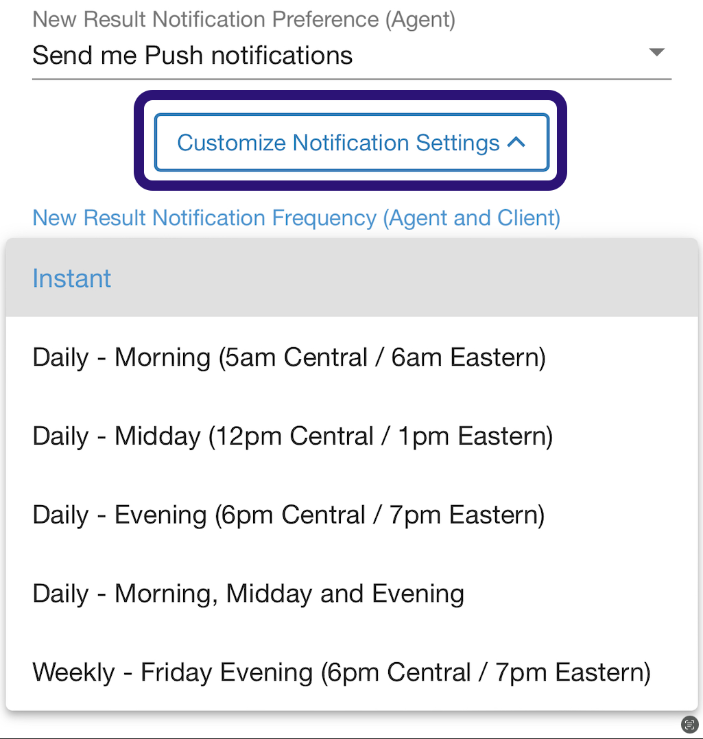 Listing Alerts: Push Notifications: Agent