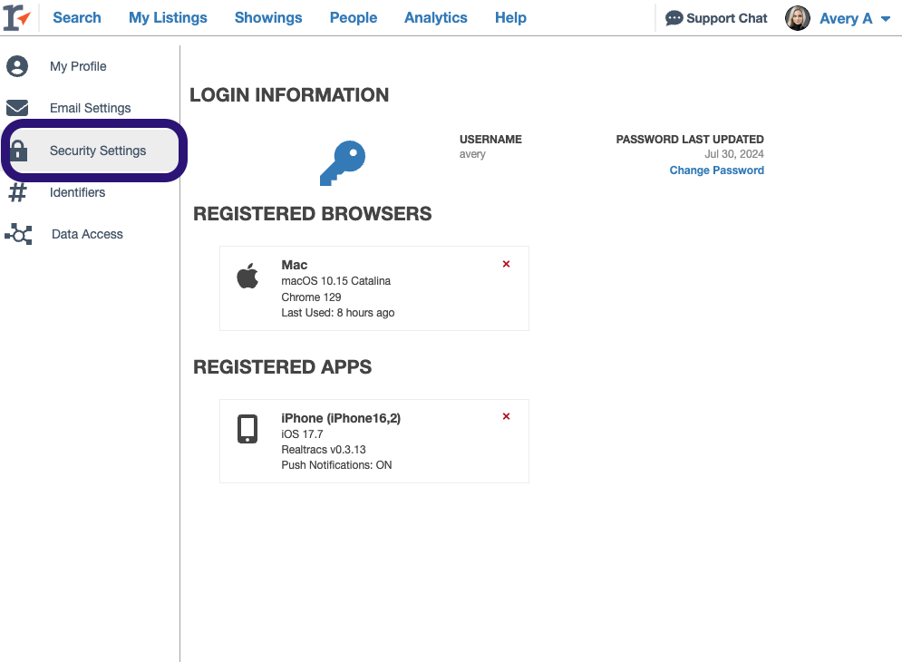 Settings: Where do I find my Login Info?