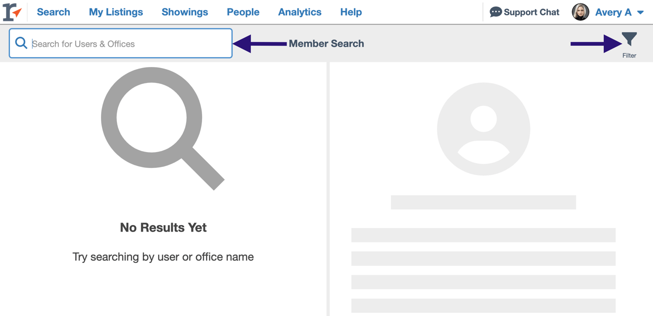 Member Search: Finding an Office/Agent/Broker/User