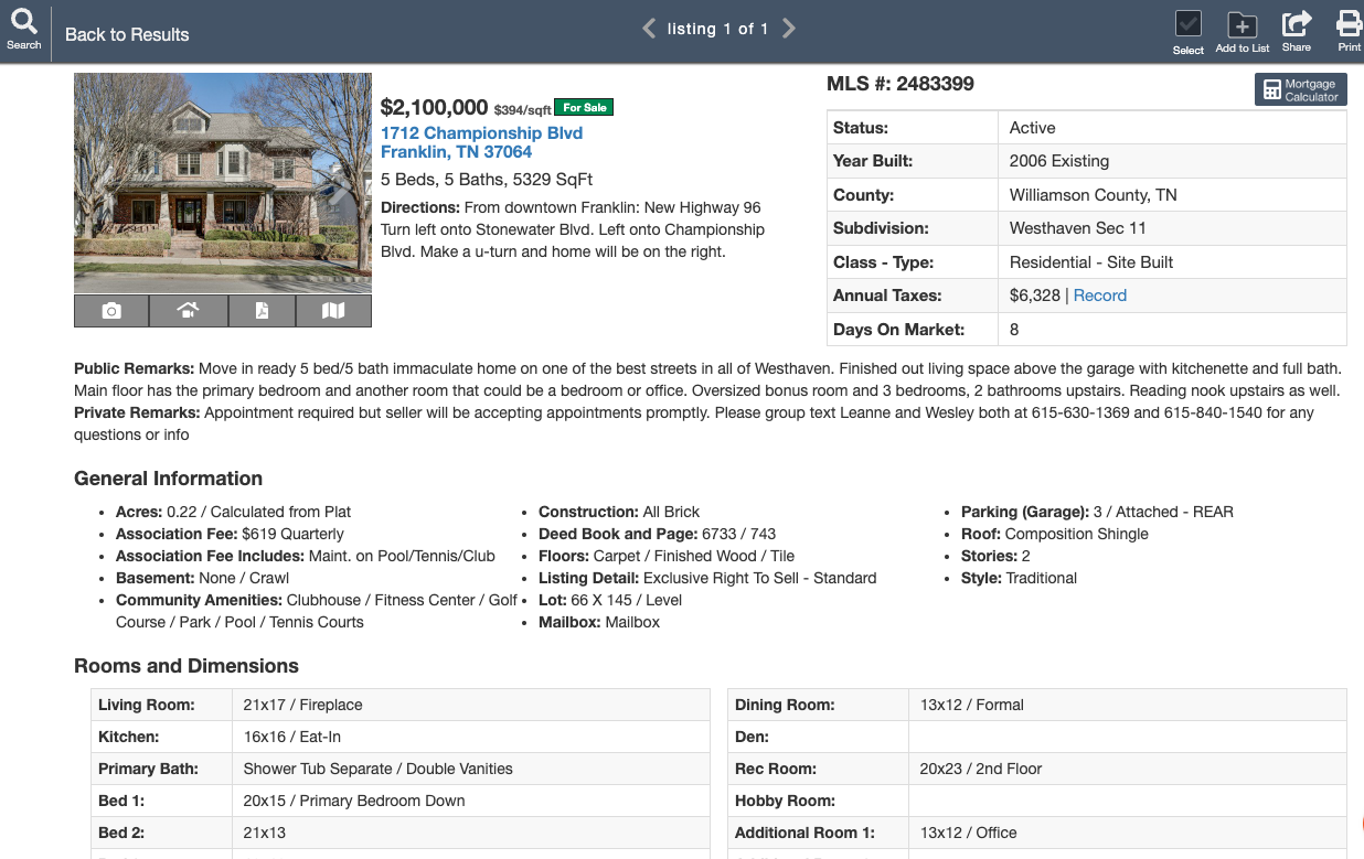 CMA: Realtracs Simple CMA