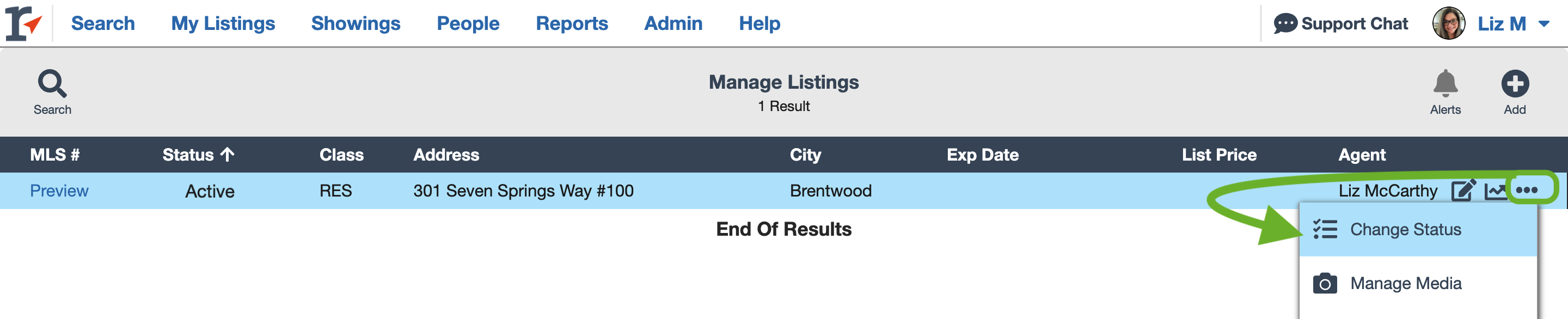 MY LISTINGS: Change Listing Status